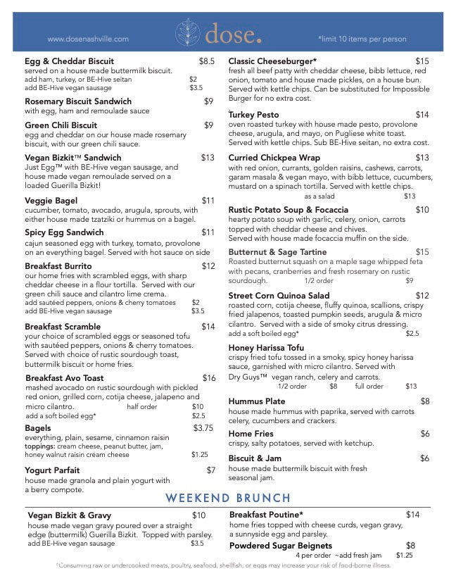 Riverside Menu – Dose Nashville