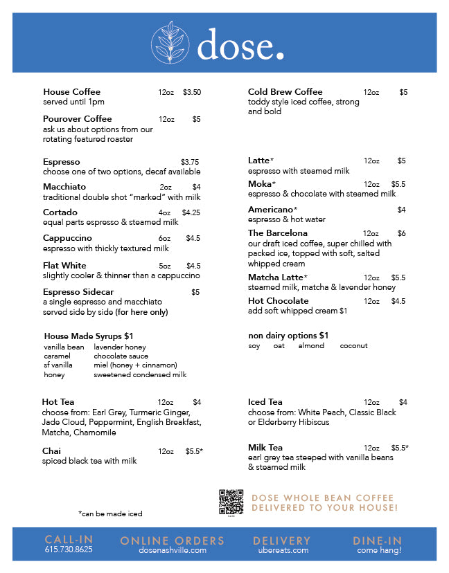 Riverside Menu – Dose Nashville
